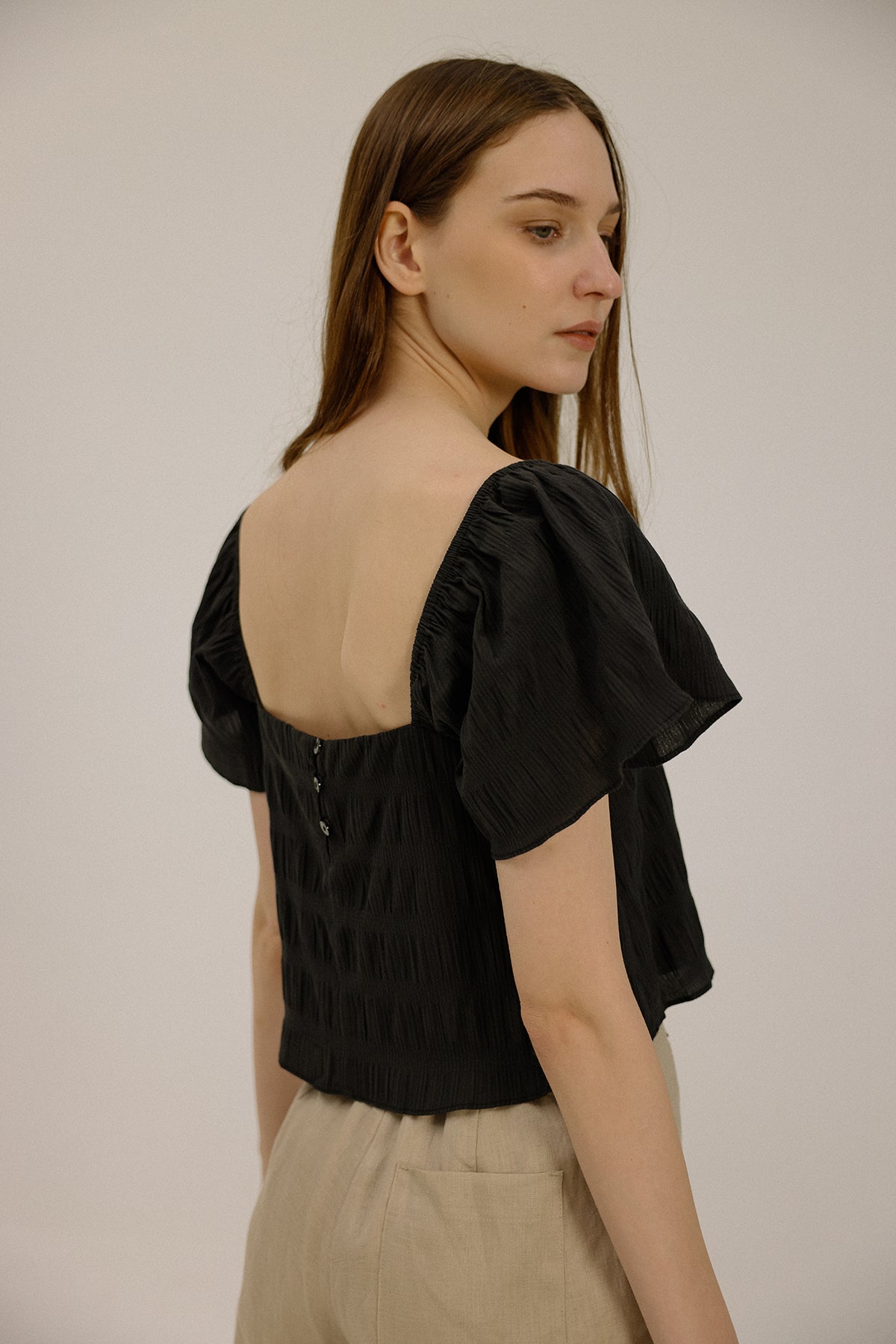 Jordan Square Neck Top in Black Stripe – Génue