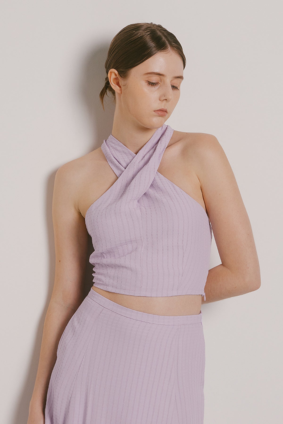 Neville Cross halter Neck Top in Lilac – Génue