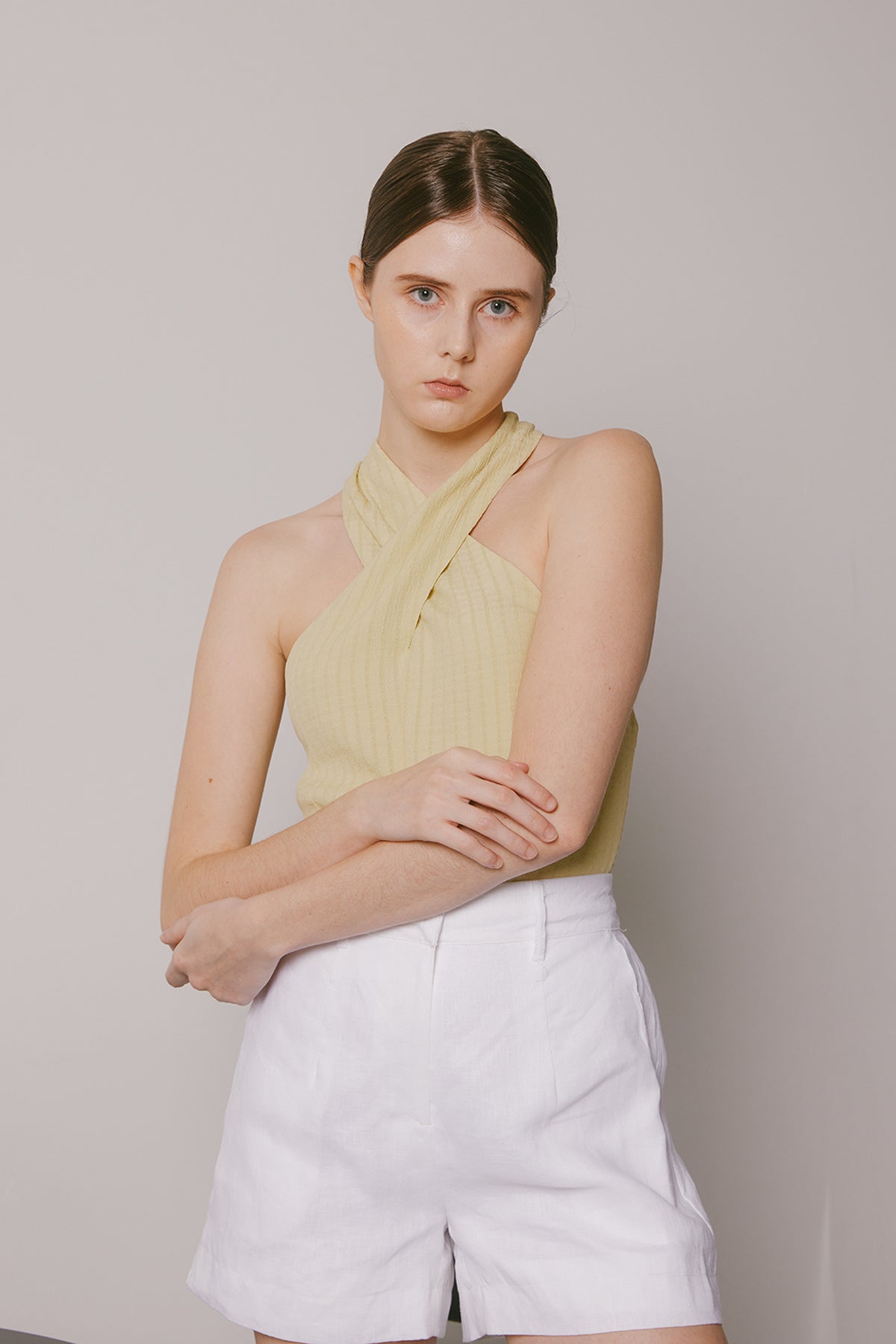 Neville Cross Neck Top in Pear – Génue