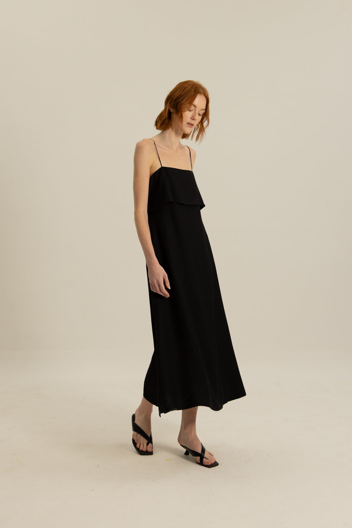 Sienna Layered Cami Dress in Black – Génue