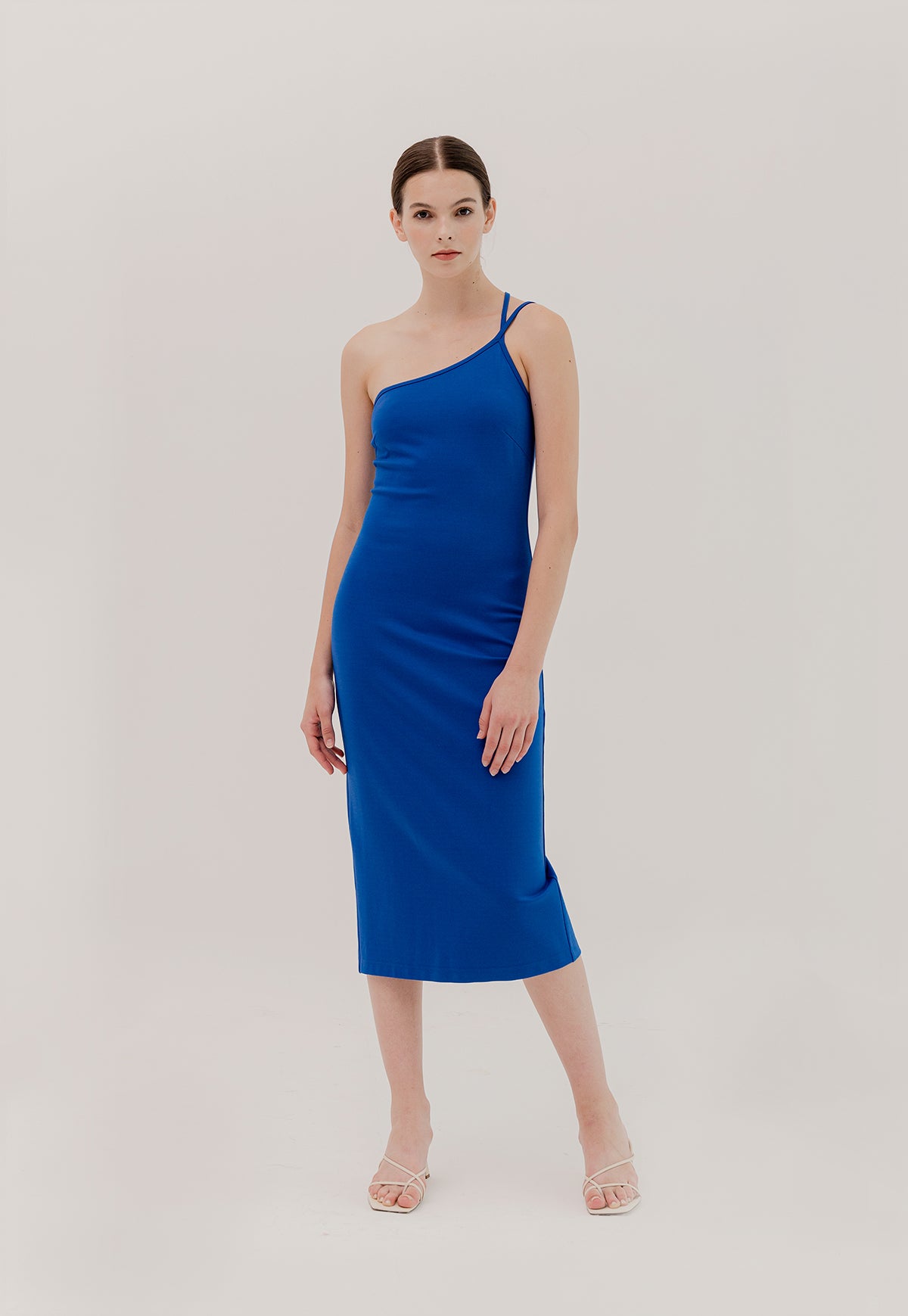 Tia One Shoulder Dress in Cobalt – Génue