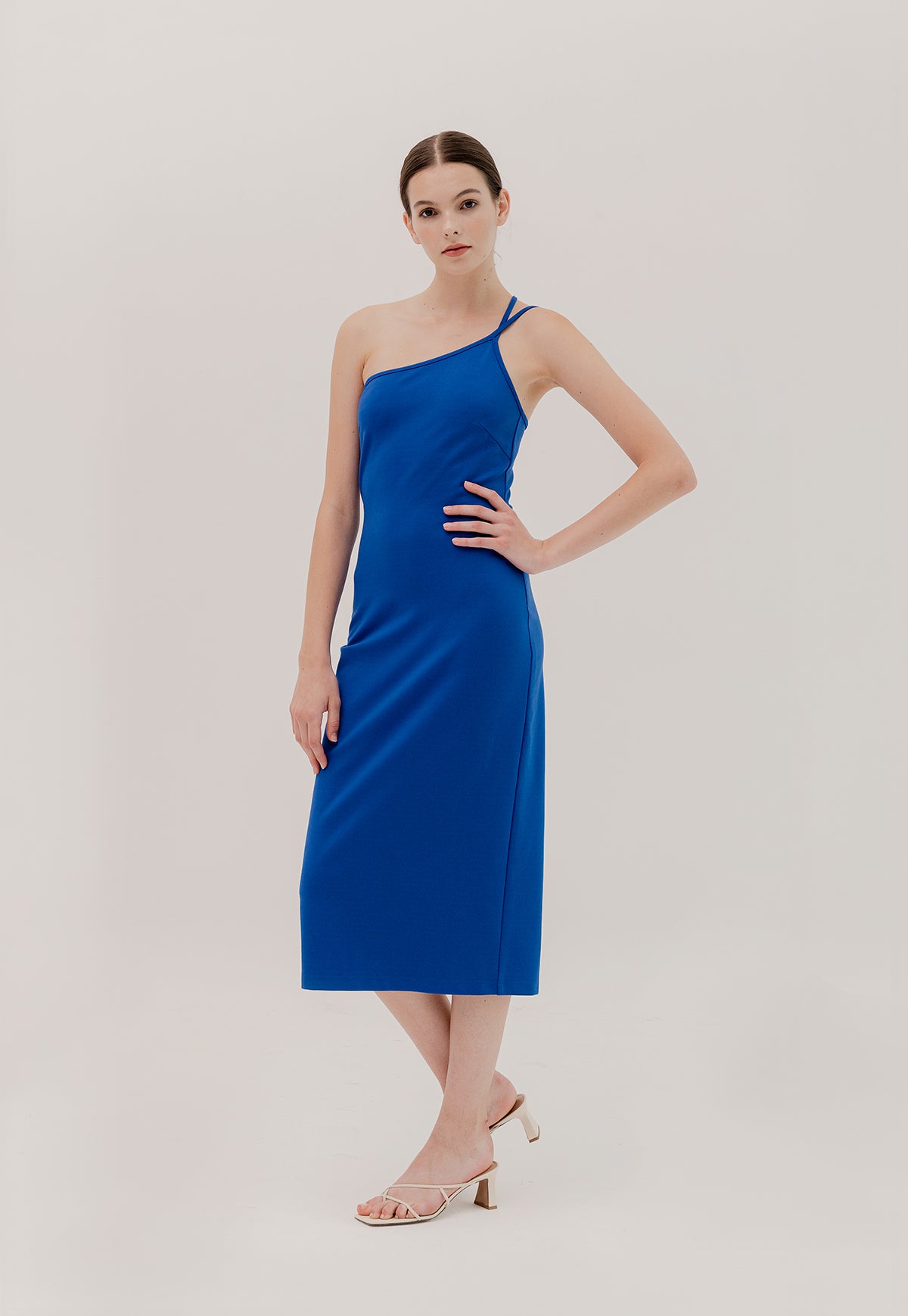 Tia One Shoulder Dress in Cobalt – Génue